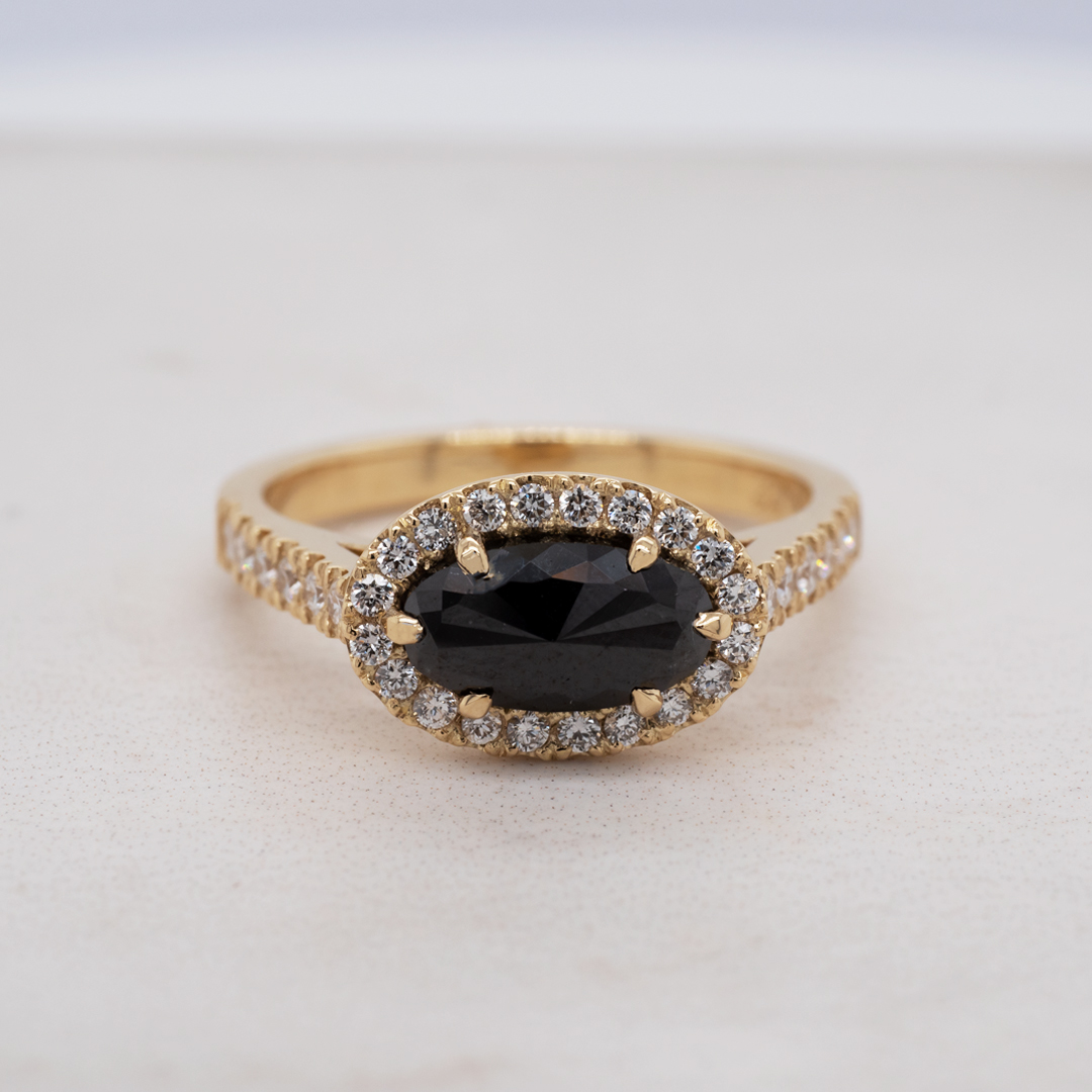Rose Cut Black Diamond Yellow Gold Ring » Dalgleish Diamonds