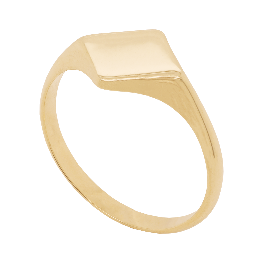 Dainty Gold Diamond Shaped Signet Ring | Dalgleish Diamonds » Dalgleish ...