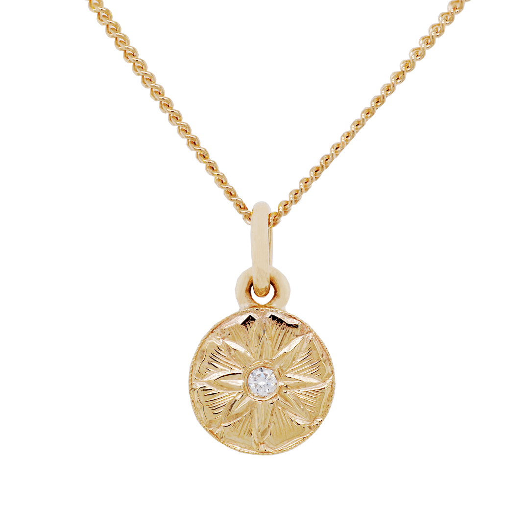 Engraved Rosette Diamond Pendant | Dalgleish Diamonds » Dalgleish Diamonds