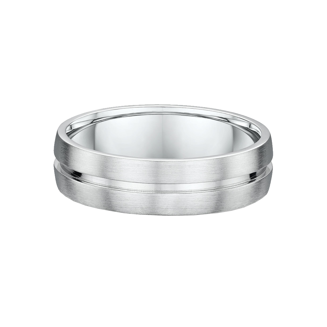 White Metal Grooved Inlay Mens Wedding Ring | Dalgleish Diamonds ...