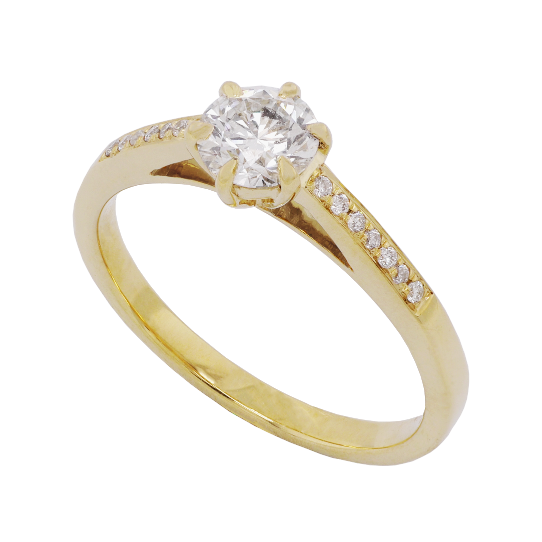 Six Claw Diamond Solitaire with Grain Set Shoulders » Dalgleish Diamonds